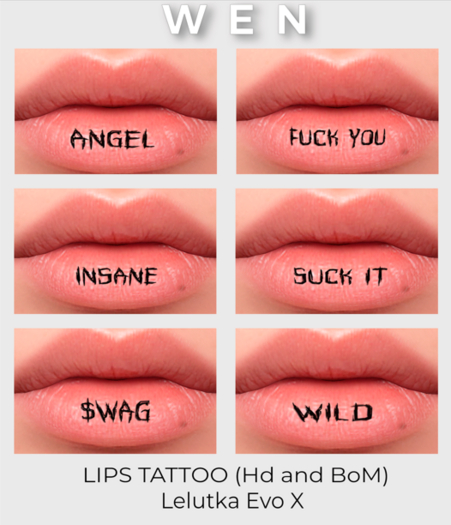 Second Life Marketplace Wen Lips Tattoo Lelutka Evox 6033